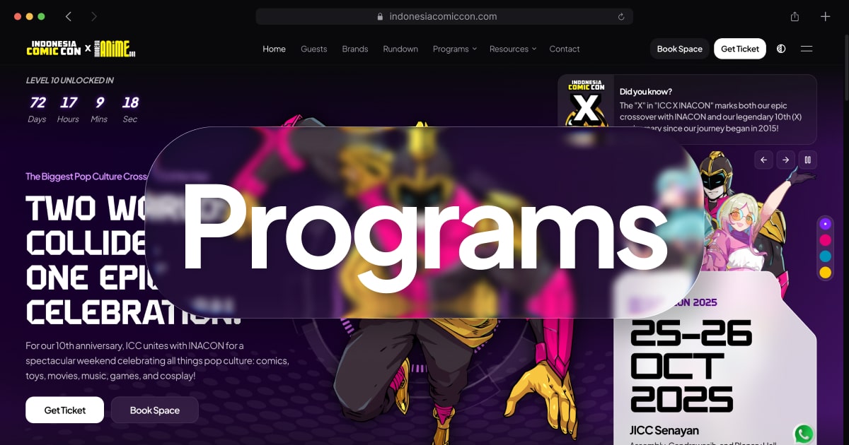 Main Programs · Indonesia Comic Con (ICC)